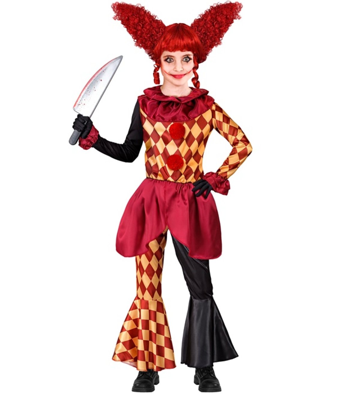Kjøp Rutete Horror Klovn Barnekostyme Rød og Svart Online - Nå kun 349 ...