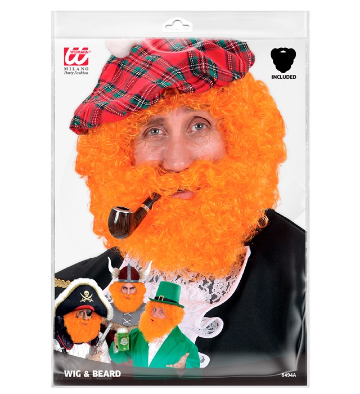 Kjøp Skotsk Leprechaun Krøllete Parykk & Skjegg Oransje Online - Nå kun ...